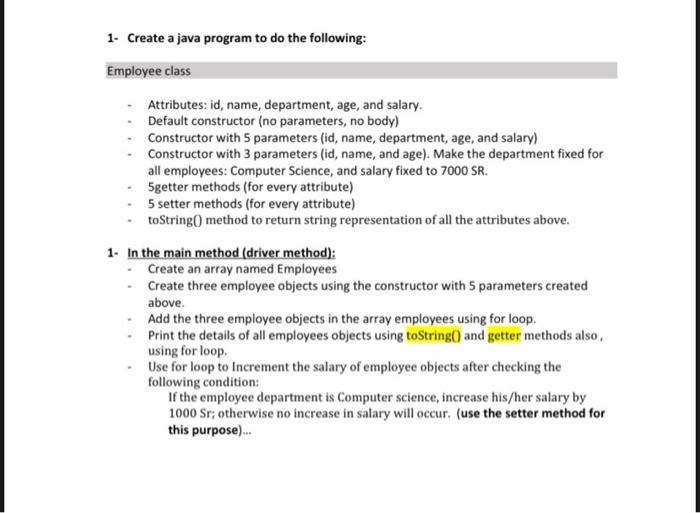 Solved - Attributes: id, name, department, age, and salary.- | Chegg.com