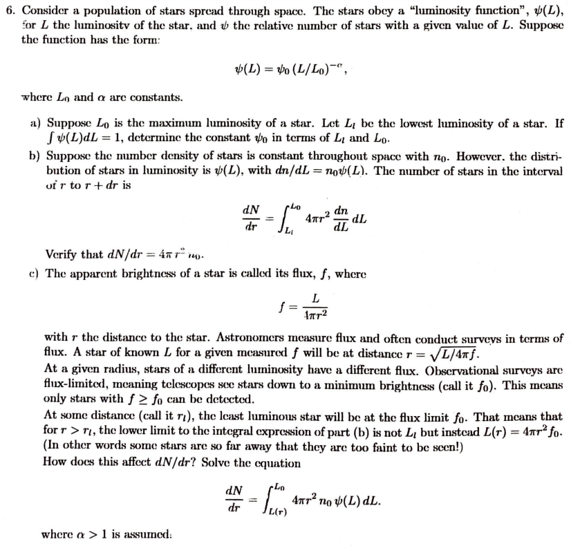 Solved A population of ﻿stars. The stars obey the luminosity | Chegg.com