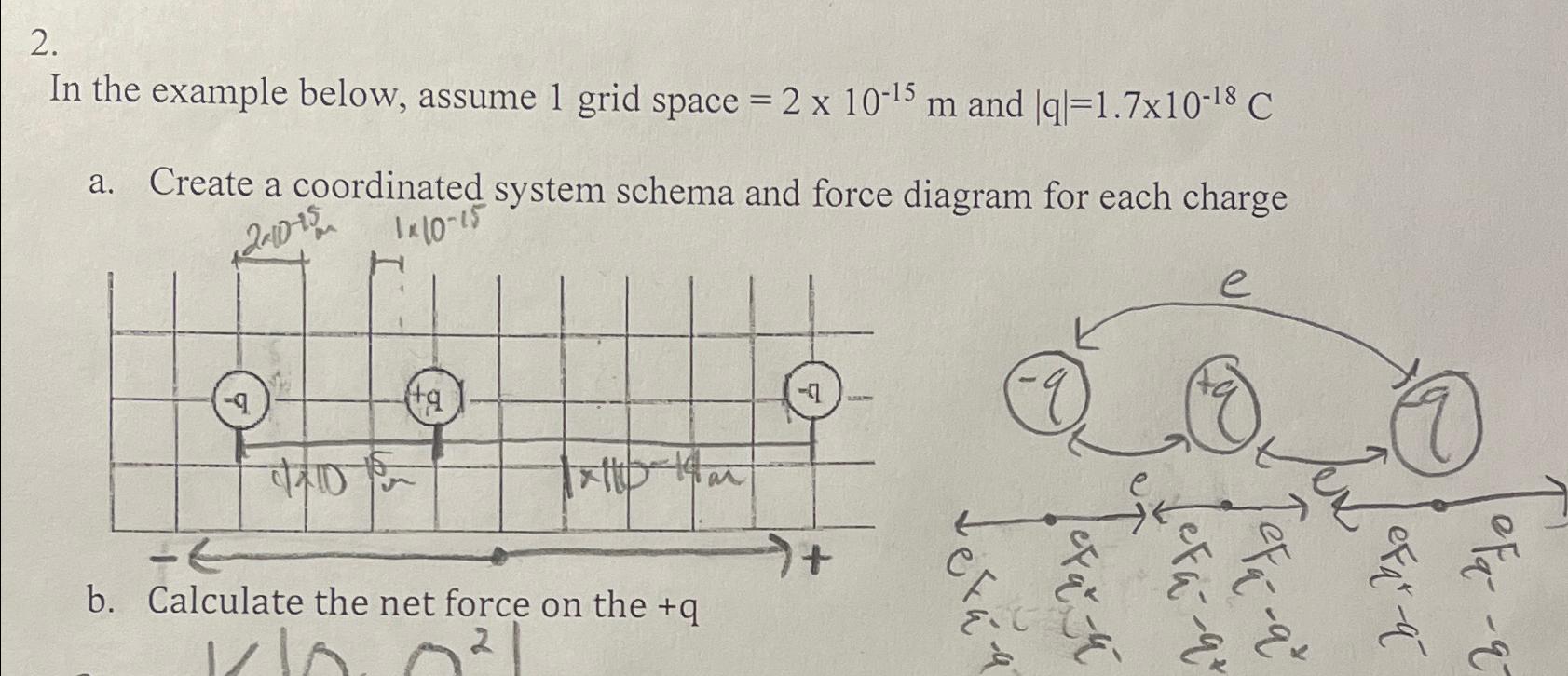 Solved In the example below, assume 1 ﻿grid space =2×10-15m | Chegg.com