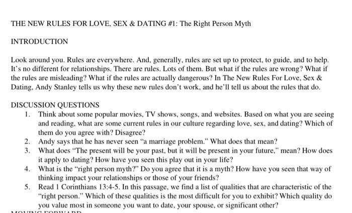 The New Rules For Love Sex And Dating 1 The Right