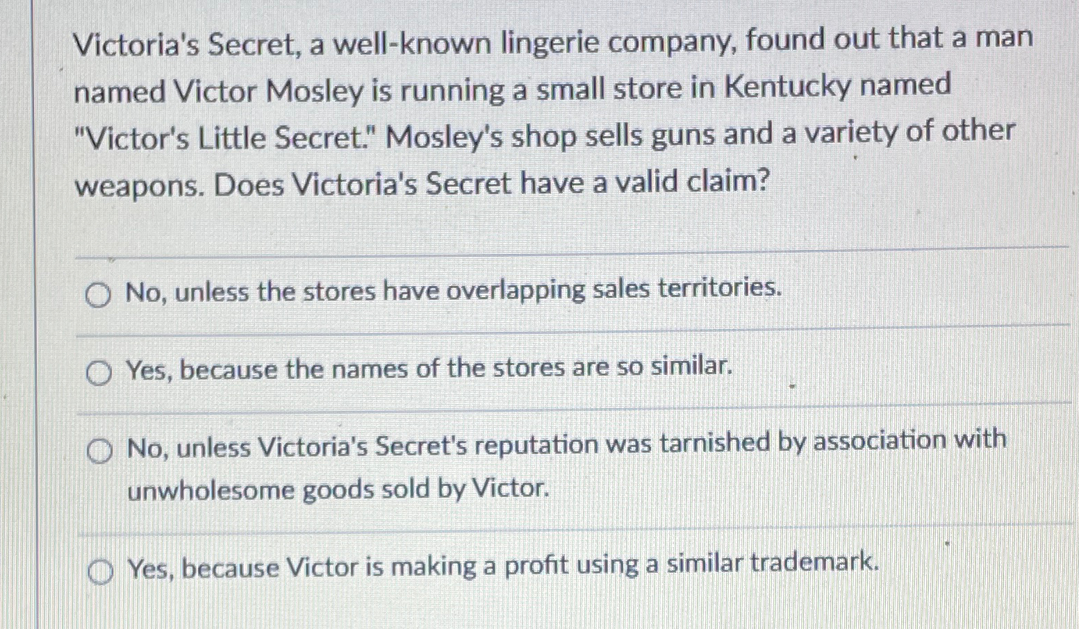 Solved Victoria's Secret, a well-known lingerie company, | Chegg.com