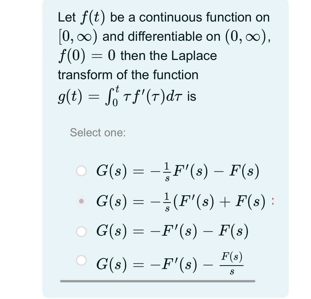 Solved Let f(t) ﻿be a continuous function on [0,∞) ﻿and | Chegg.com