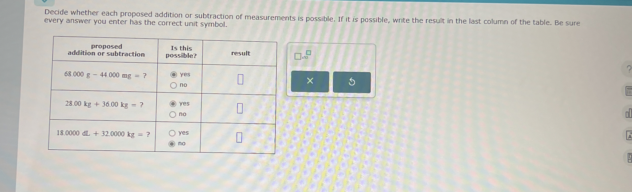 Solved Decide whether each proposed addition or subtraction | Chegg.com
