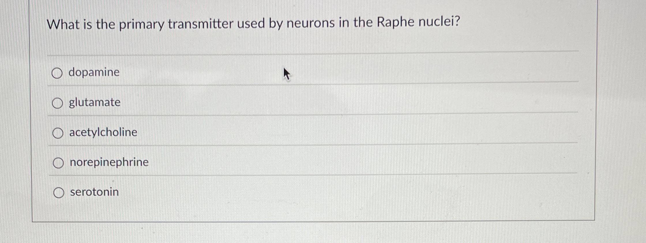 Solved What is the primary transmitter used by neurons in | Chegg.com