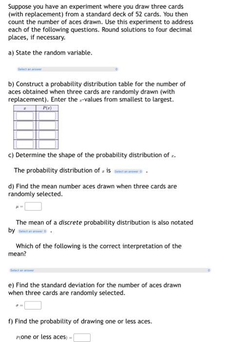 Solved Suppose you have an experiment where you draw three | Chegg.com