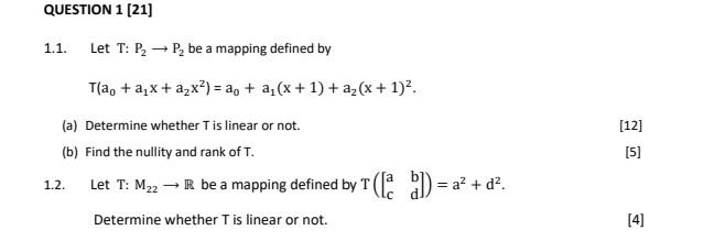 Solved 1.1. Let T:P2→P2 be a mapping defined by | Chegg.com