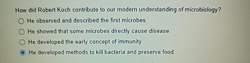 Solved How did Robert Koch contribute to our modern | Chegg.com
