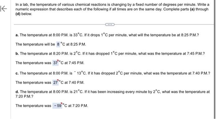 Solved In a lab, the temperature of various chemical | Chegg.com