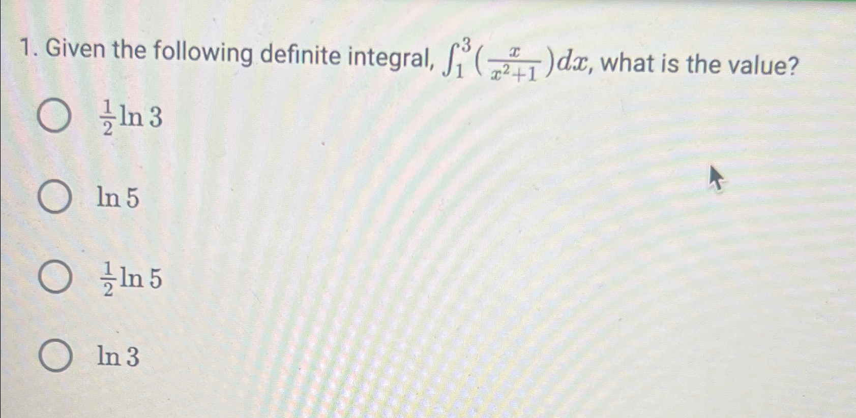 Solved Given the following definite integral, ∫13(xx2+1)dx, | Chegg.com