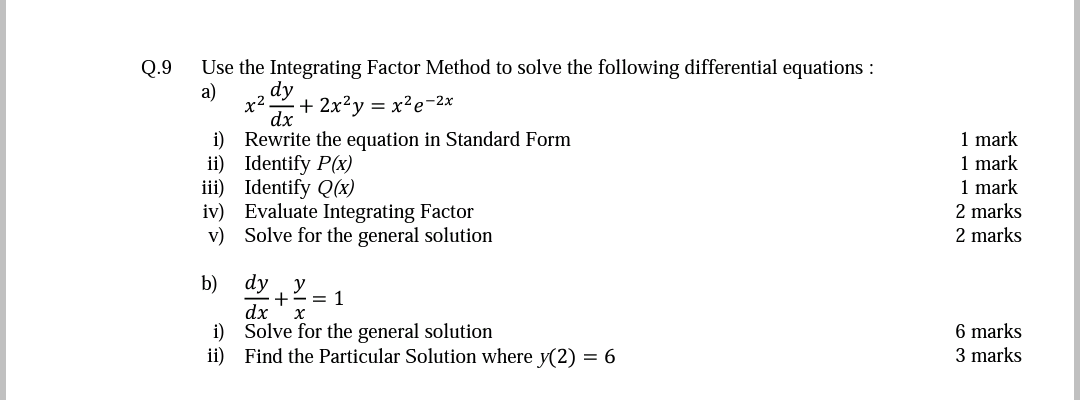 Solved Q.9 72 Use the Integrating Factor Method to solve the | Chegg.com