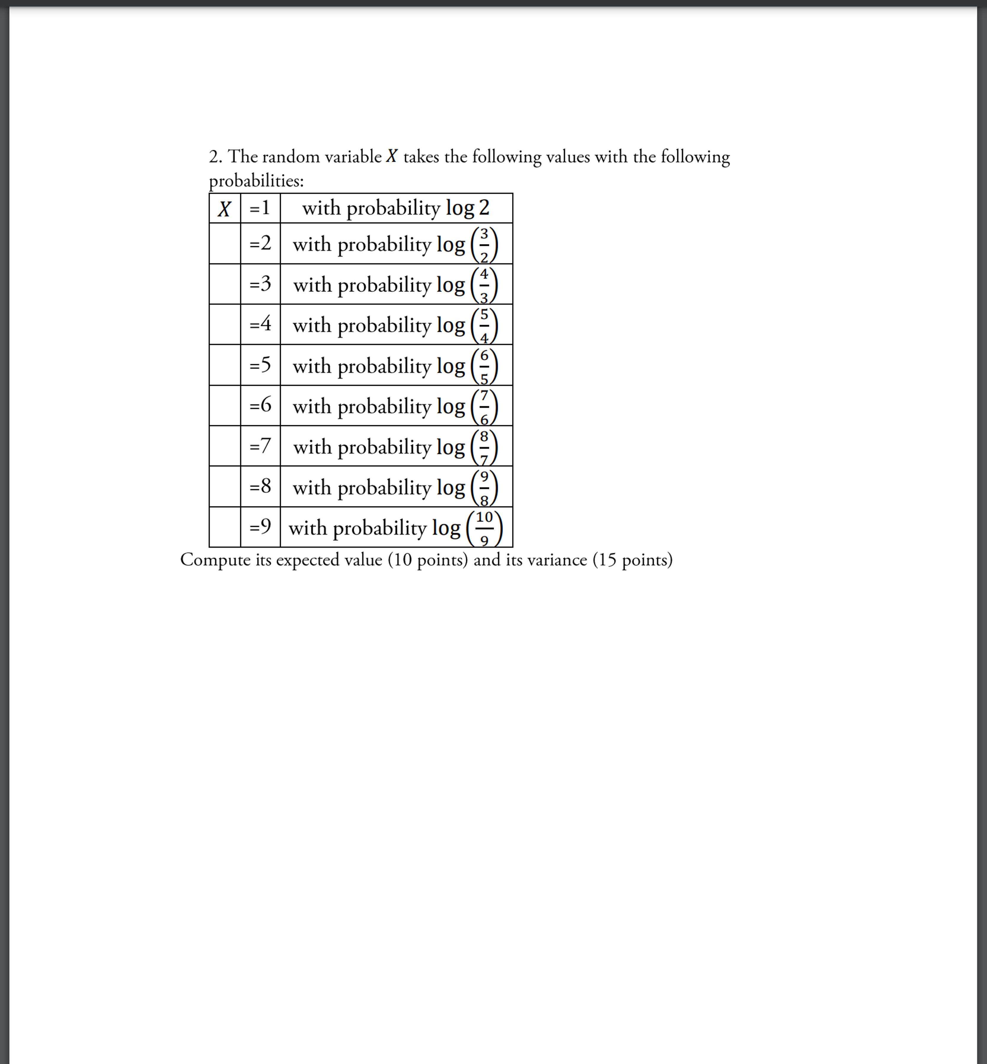 Solved The random variable x ﻿takes the following values | Chegg.com