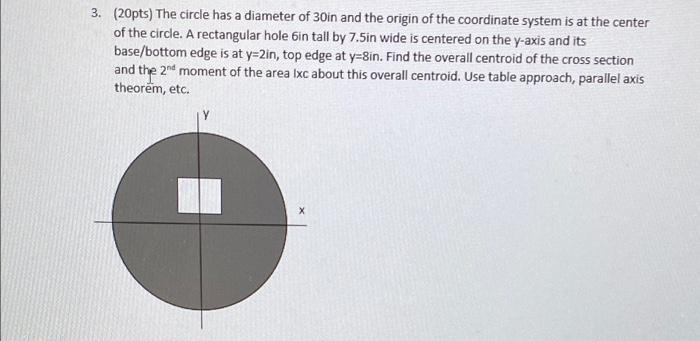Solved 3. (20pts) The circle has a diameter of 30in and the | Chegg.com