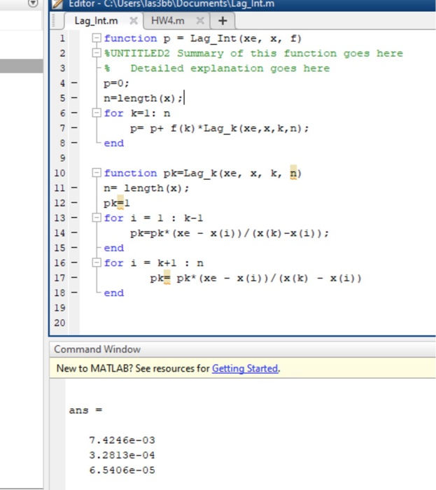 H. Wy_(MATLAB) due nad Thursday) Suppose f(x) = ln | Chegg.com