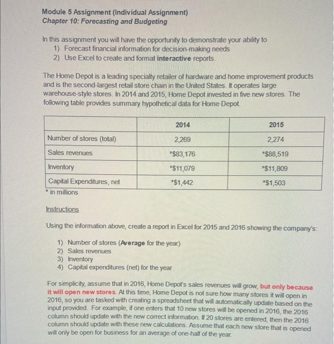Module 5 Assignment (Individual Assignment) Chapter | Chegg.com