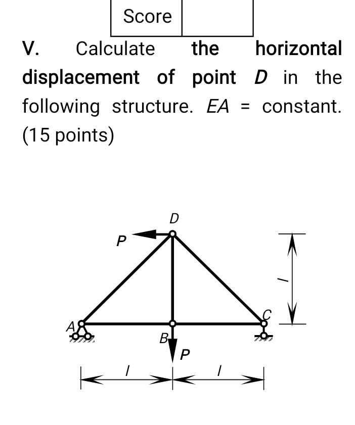 Solved V. Calculate the horizontal displacement of point D | Chegg.com