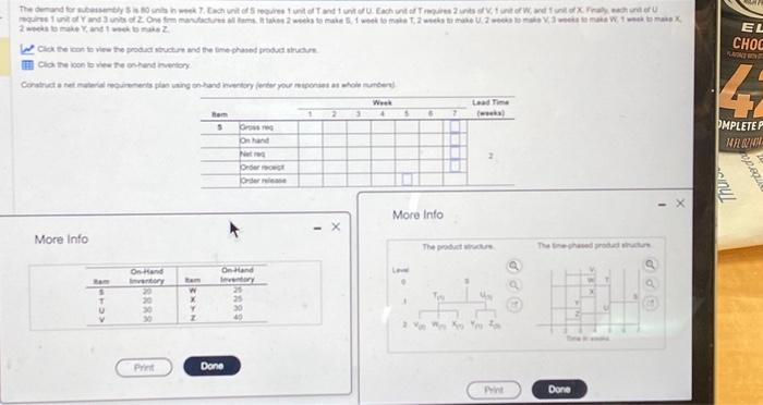 Construct a net material requirments plan using | Chegg.com