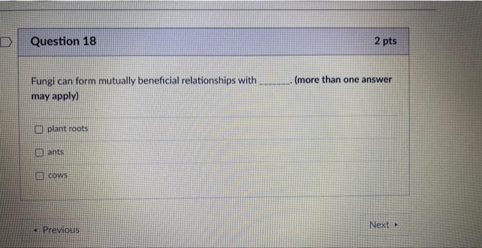 Solved Fungi can form mutually beneficial relationships with | Chegg.com