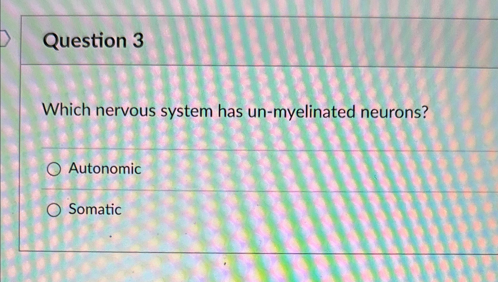 Solved Question 3Which nervous system has un-myelinated | Chegg.com
