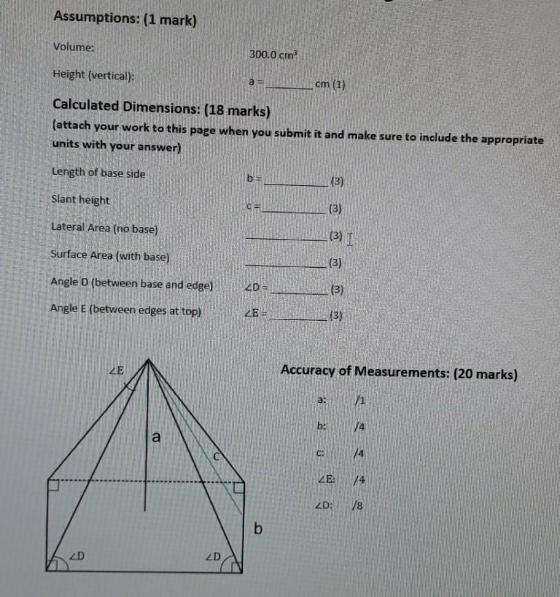 Solved Pyramid Project Purpose To calculate & construct a | Chegg.com