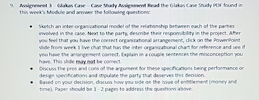 Solved Assignment 3 - ﻿Glakas Case - ﻿Case Study Assignment | Chegg.com