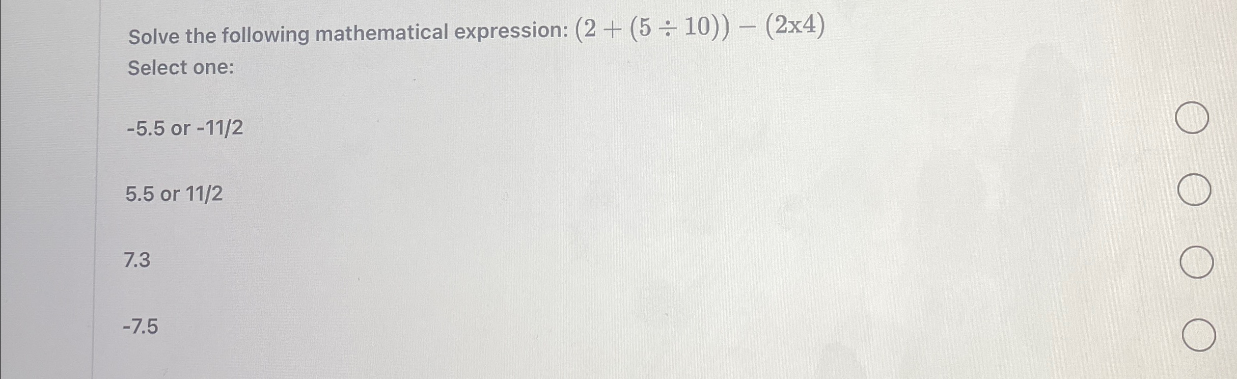 Solved Solve the following mathematical expression: | Chegg.com