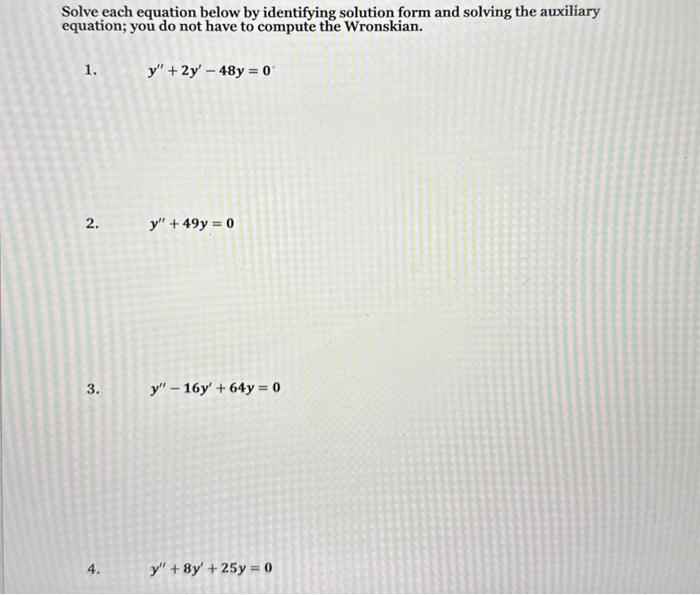 Solved Solve each equation below by identifying solution | Chegg.com