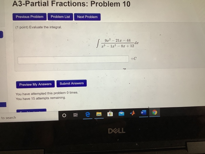 Solved A3-Partial Fractions: Problem 10 Previous Problem | Chegg.com