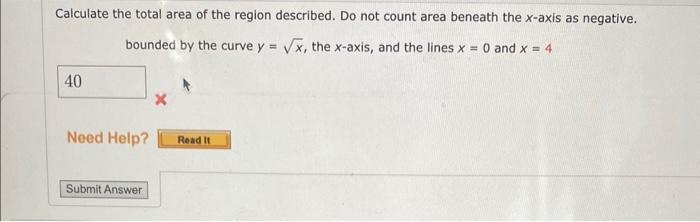 Solved Calculate the total area of the region described. Do | Chegg.com