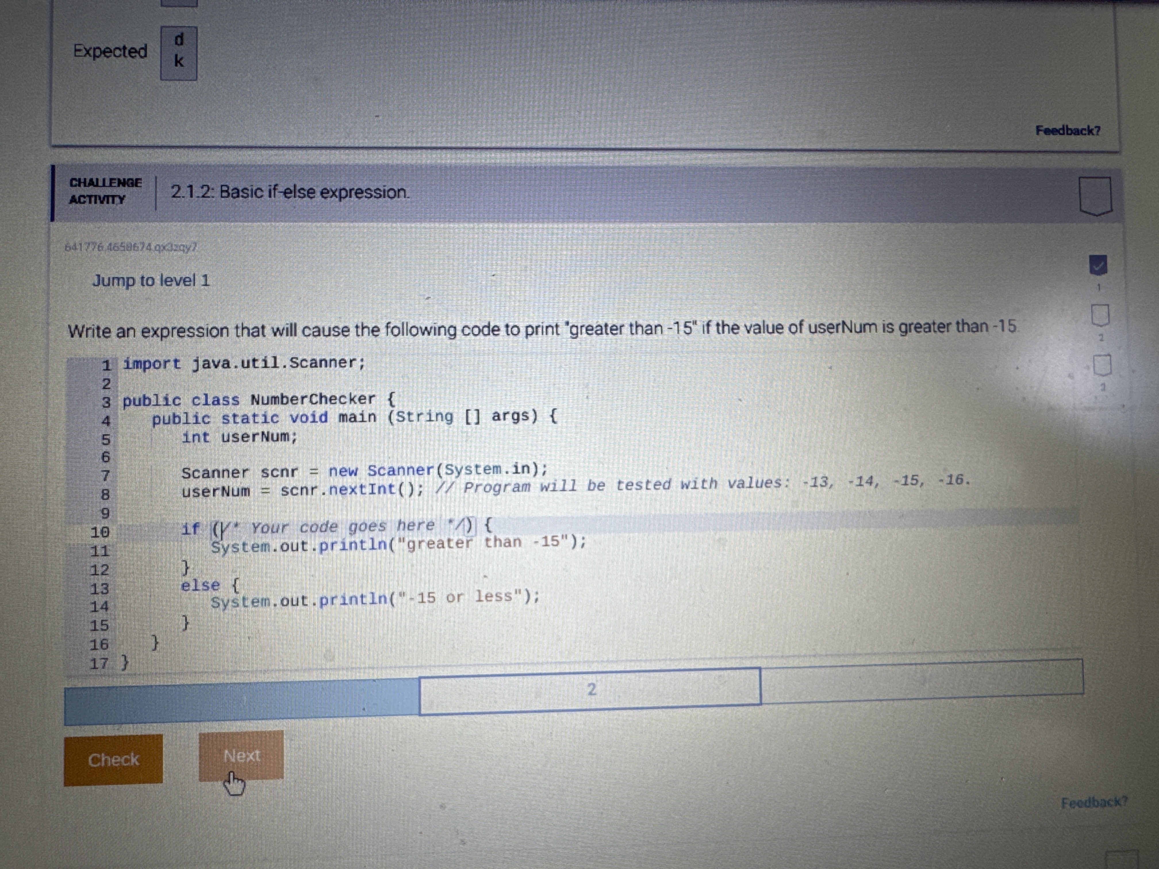 Solved 2.1.2: Basic if-else expression. B4176 4550674 | Chegg.com