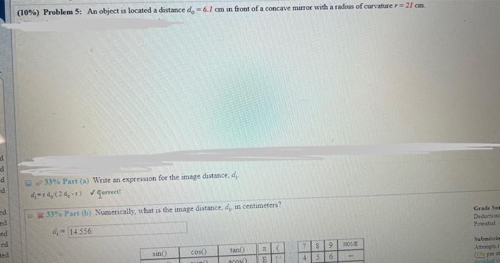Solved (10\%) Problem 5: An object is located a distance | Chegg.com