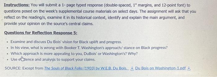 Instructions: You will submit a 1-page typed response | Chegg.com