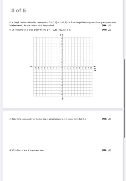 Solved 4. a) Graph the line defined by the equation = [2,1] | Chegg.com