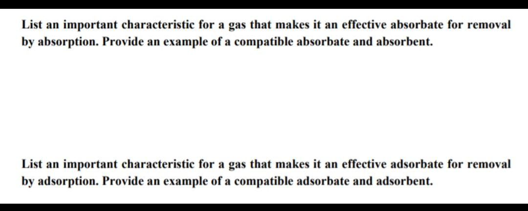 Solved List an important characteristic for a gas that makes | Chegg.com