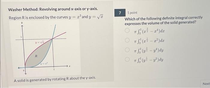 Washer Method: Revolving around x-axis or y-axis. | Chegg.com