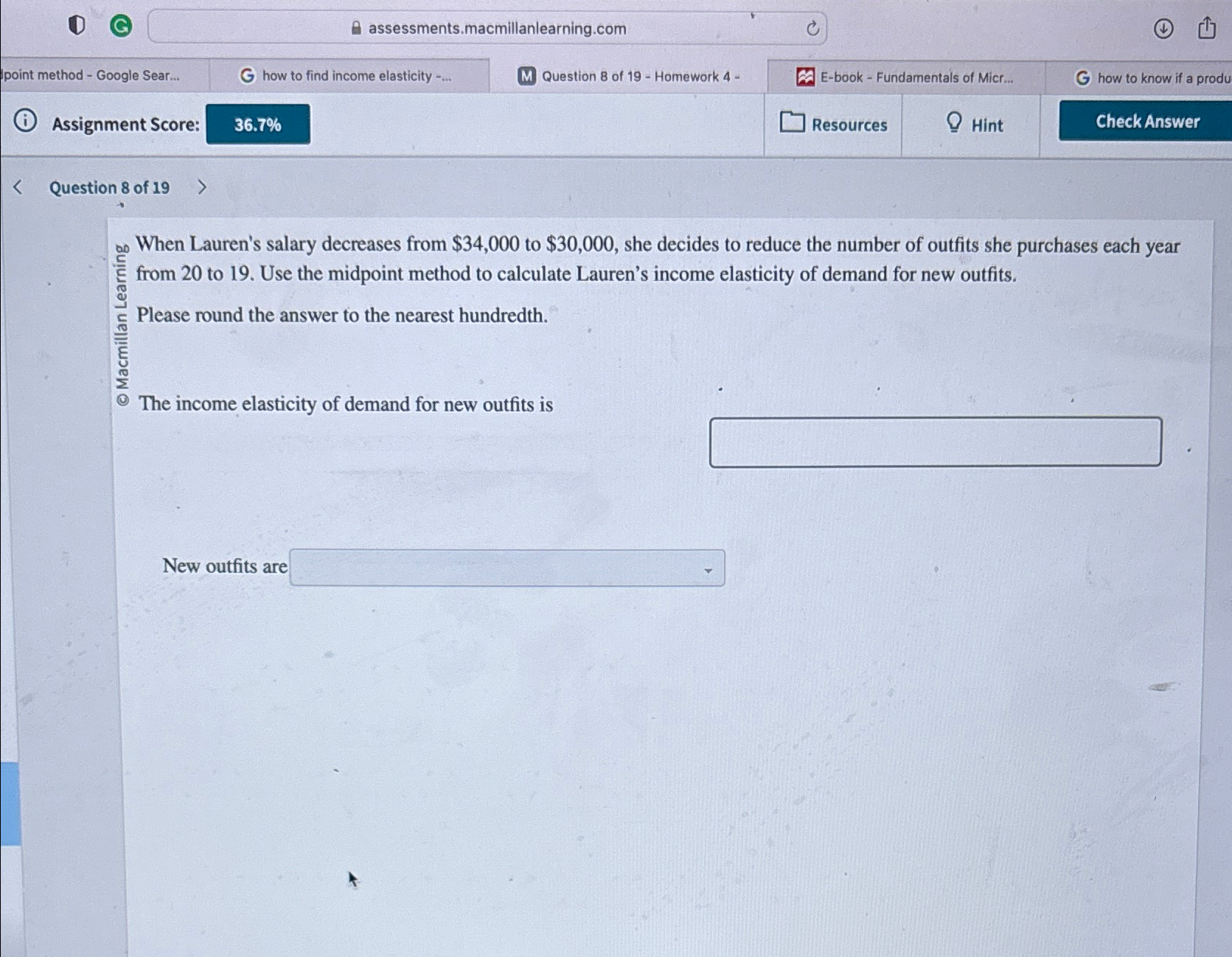 Solved Assignment Score:how to find income elasticity | Chegg.com