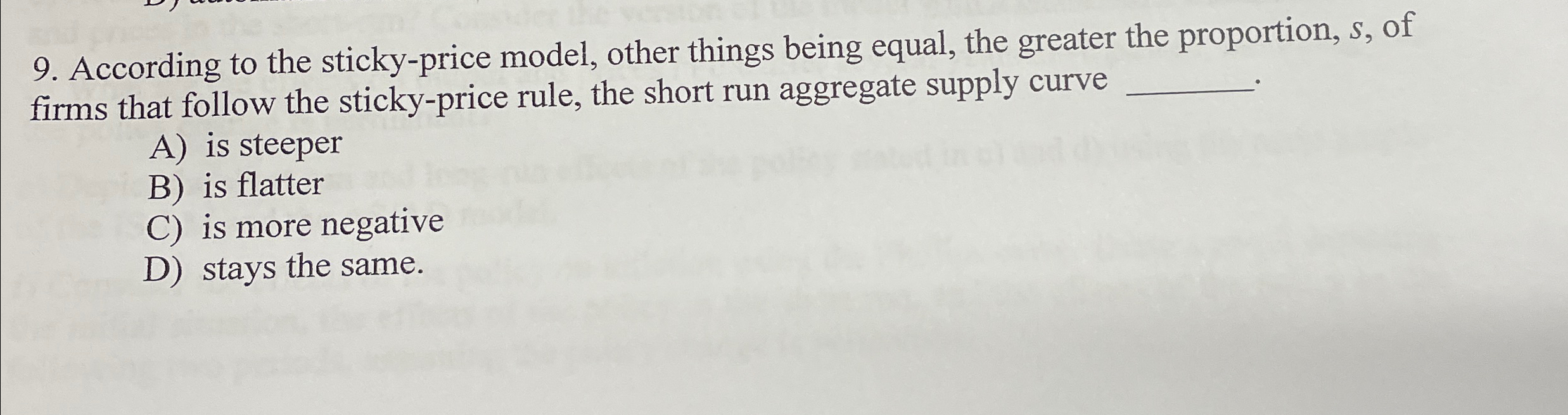 Solved According to the sticky-price model, other things | Chegg.com