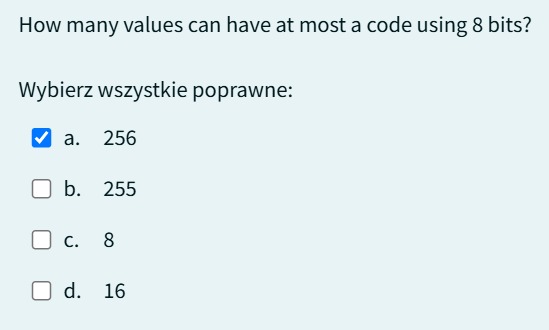 How many values can have at most a code using 8 | Chegg.com