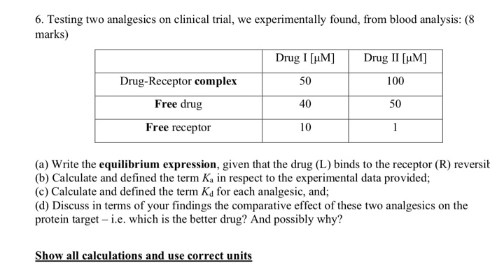 Solved 6. Testing two analgesics on clinical trial, we | Chegg.com