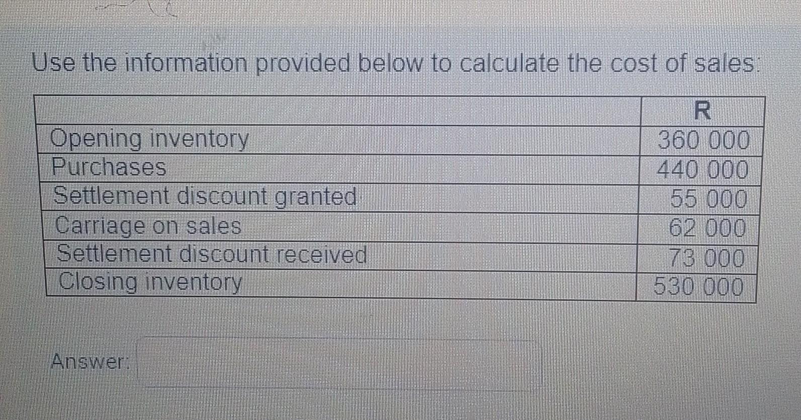 Solved Use the information provided below to calculate the | Chegg.com