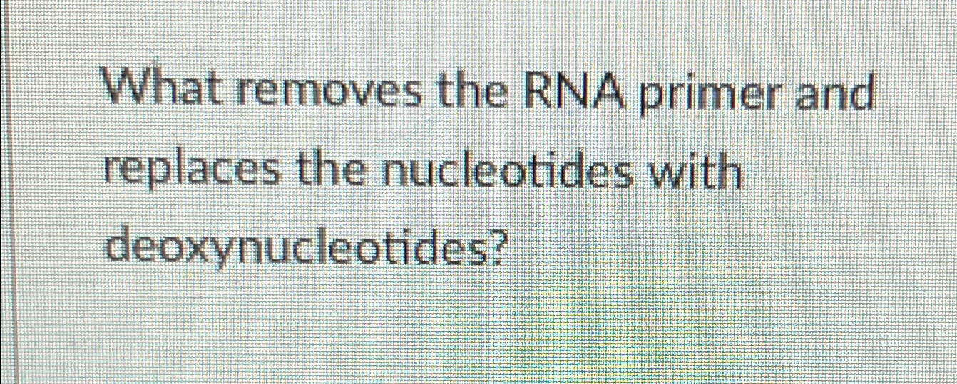 Solved What removes the RNA primer and replaces the | Chegg.com