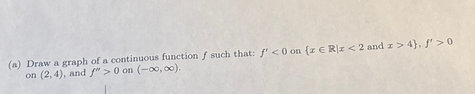Solved (a) ﻿Draw a graph of a continuous function f ﻿such | Chegg.com