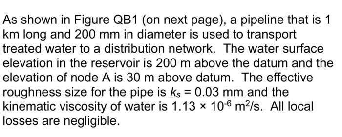 Solved As shown in Figure QB1 (on next page), a pipeline | Chegg.com
