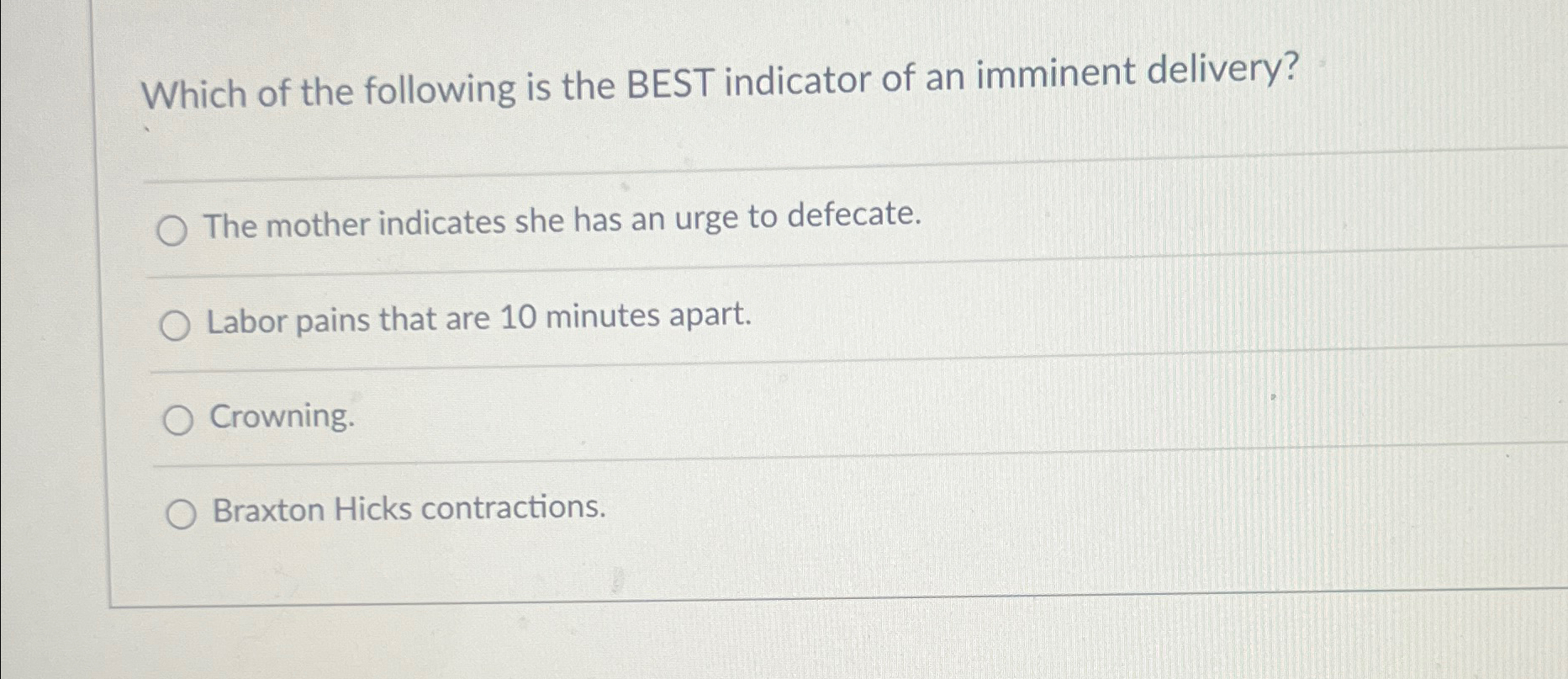 Solved Which of the following is the BEST indicator of an | Chegg.com