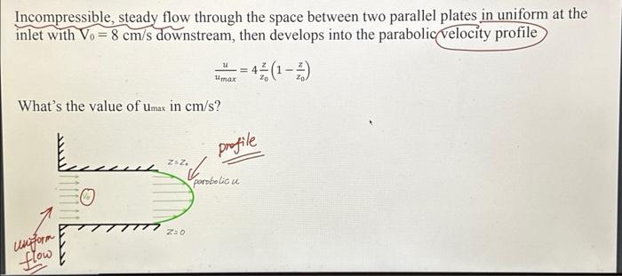 Solved Incompressible, steady flow through the space between | Chegg.com