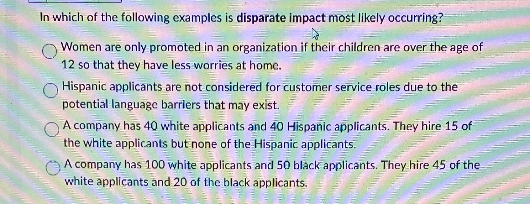 Solved In which of the following examples is disparate | Chegg.com