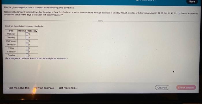 Solved Use the given categorical data to construct the | Chegg.com