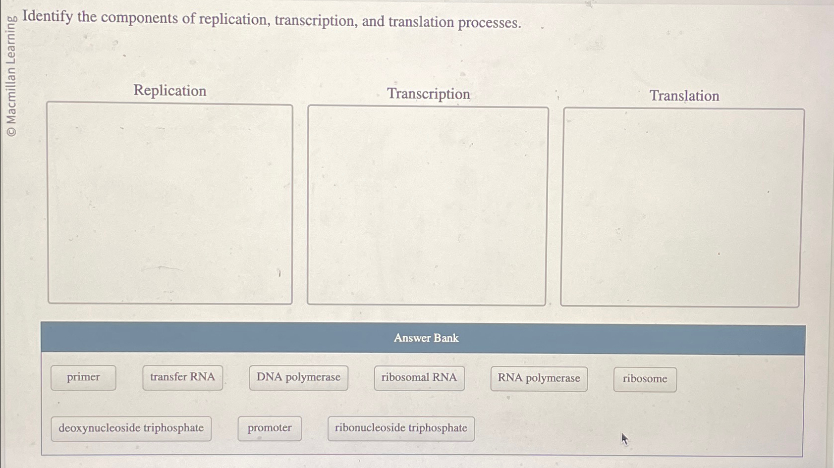 Solved Identify the components of replication, | Chegg.com
