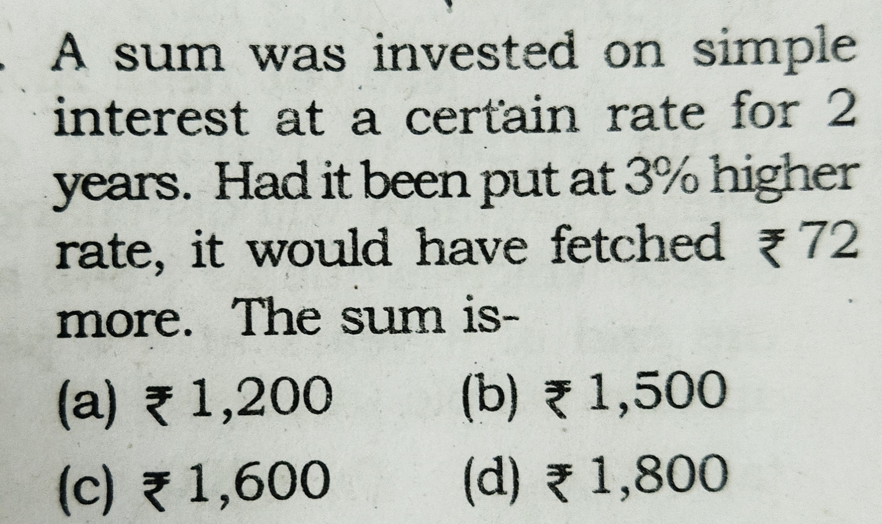Solved A sum was invested on simple interest at a certain | Chegg.com