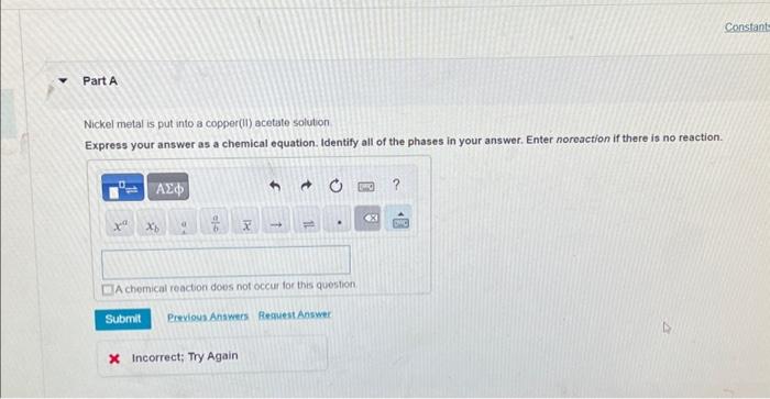Solved Nickel metal is put into a copper(II) acetate | Chegg.com