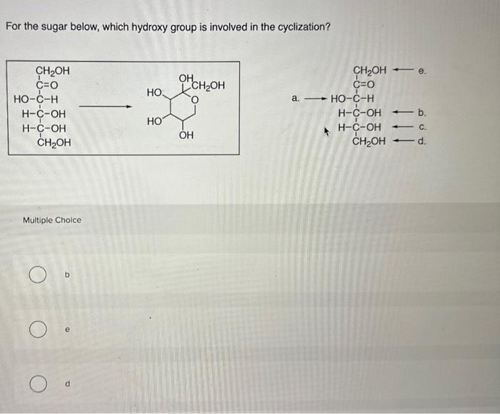 Solved For the sugar below, which hydroxy group is involved | Chegg.com